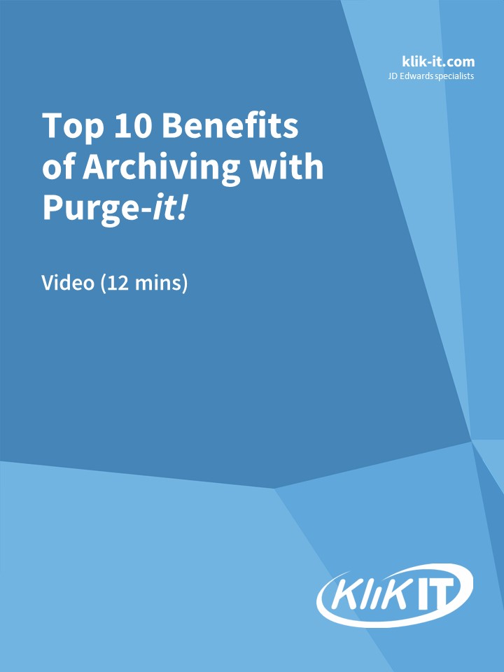 Purge-it by Klik IT |Data Archiving for JD Edwards E1|World